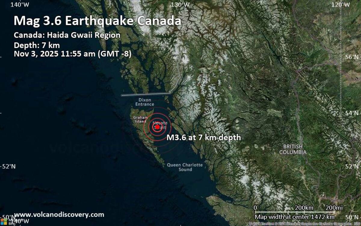 3.6-magnitude earthquake felt on Haida Gwaii coast | The Northern View